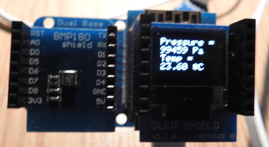 A project where we connect a Wemos and BMP180 sensor and display ...