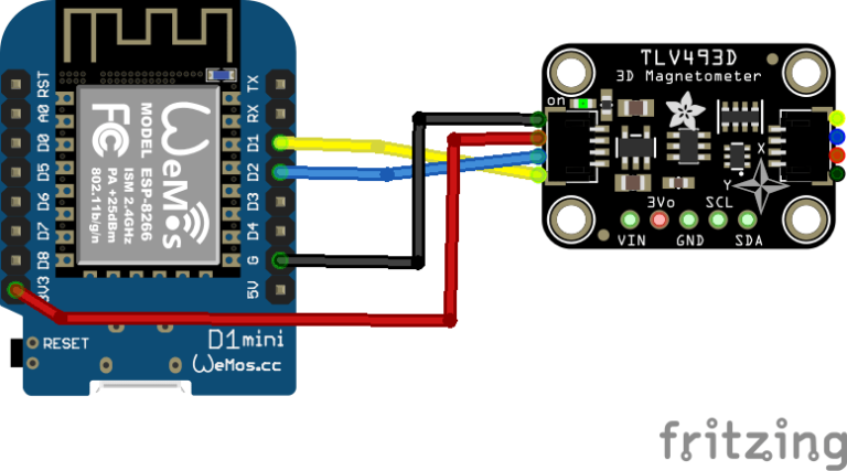 TLV493D magnetic sensor and ESP8266 example using the Arduino IDE ...
